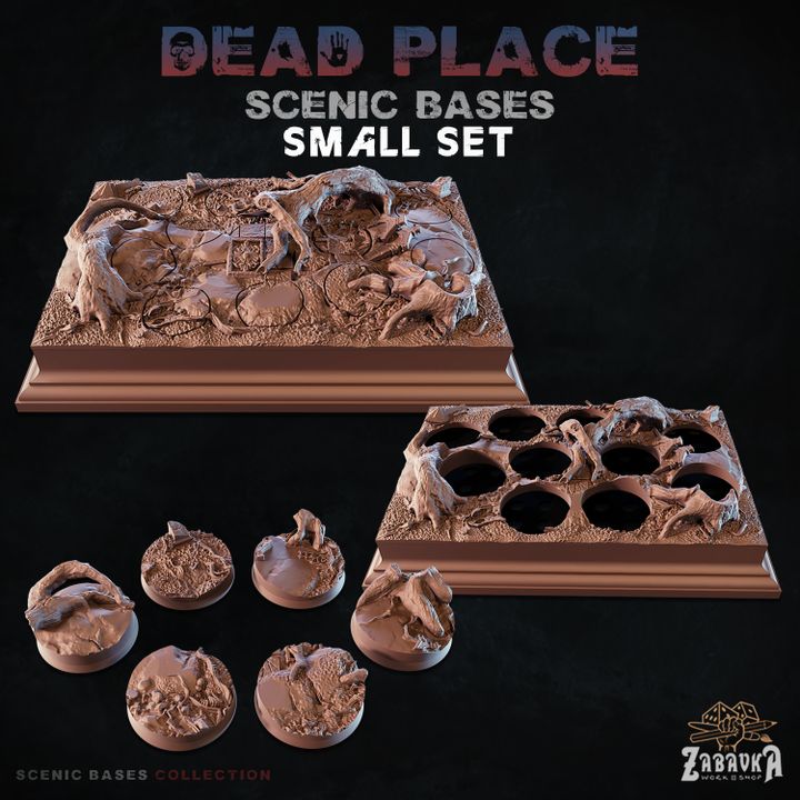 3D Printable Dead Place - Scenic Bases (Small Set) by Zabavka Workshop